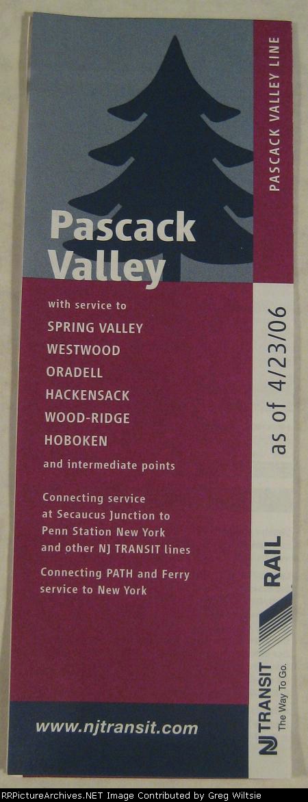 New Jersey Transit Pascack Valley Timetable