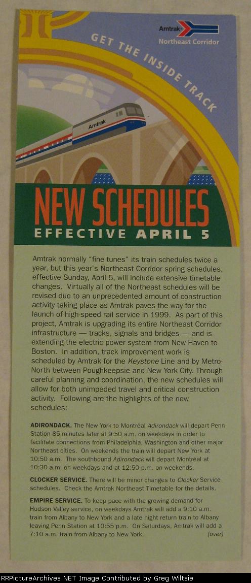 Amtrak New Schedules Announcement
