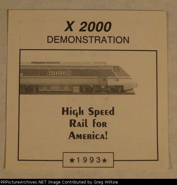Card with Amtrak X2000 Demonstration