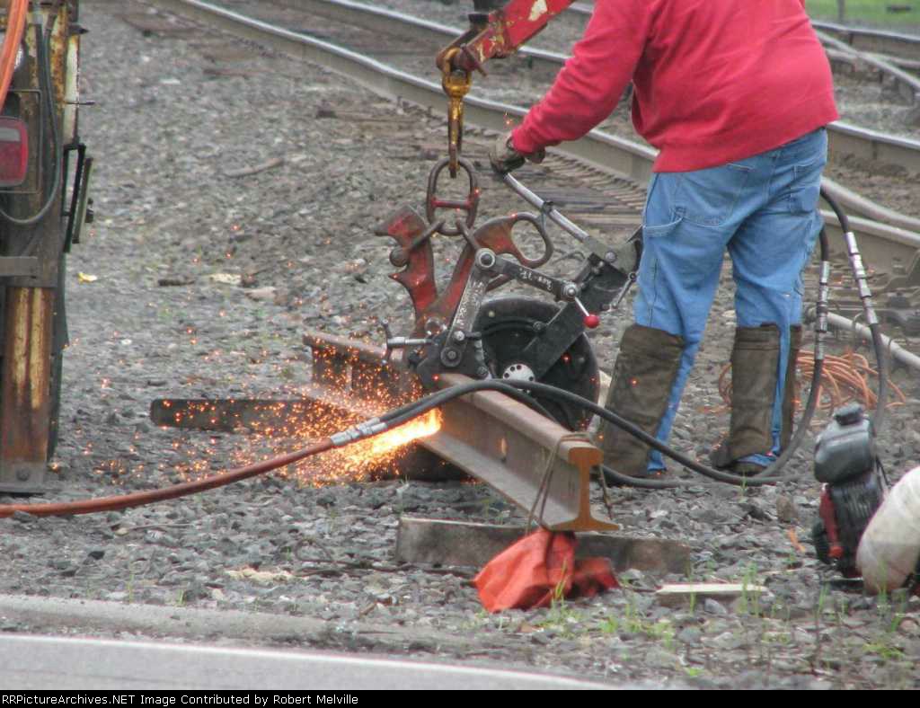Cutting to length new rail that will be installed