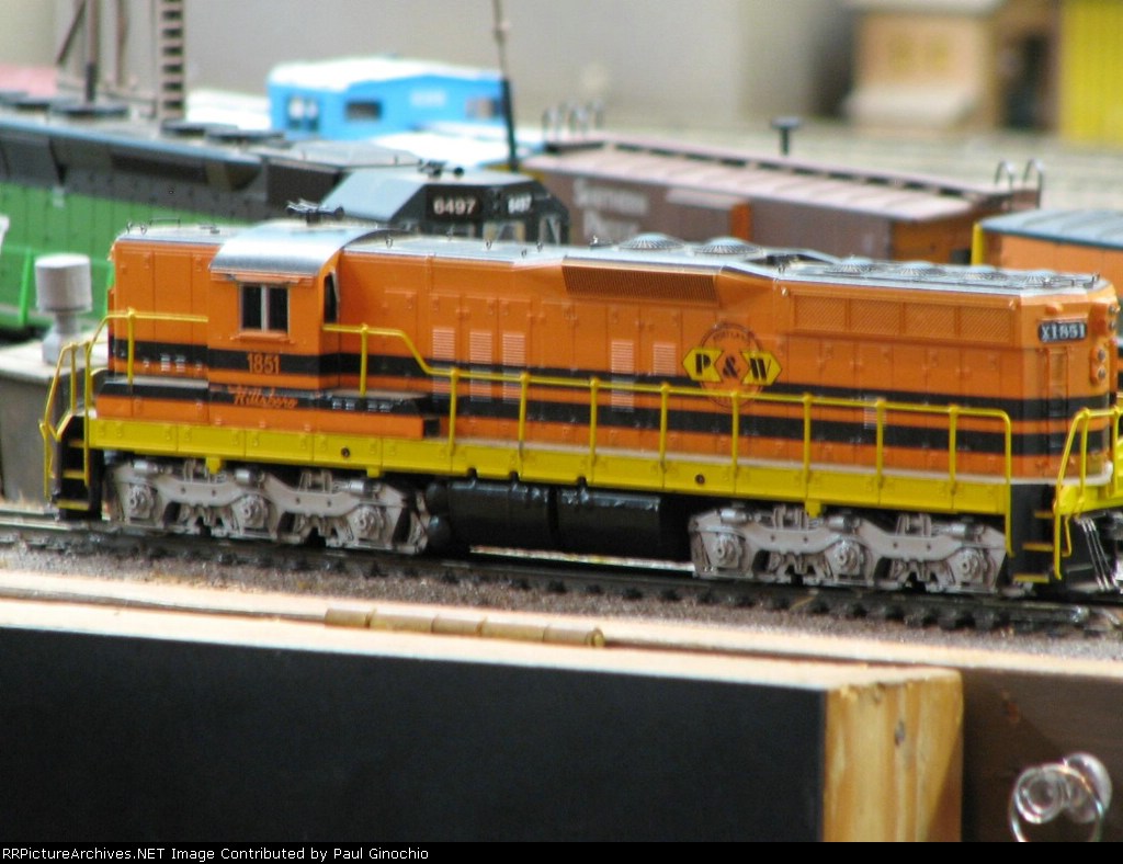 A custom painted diesel locomotive