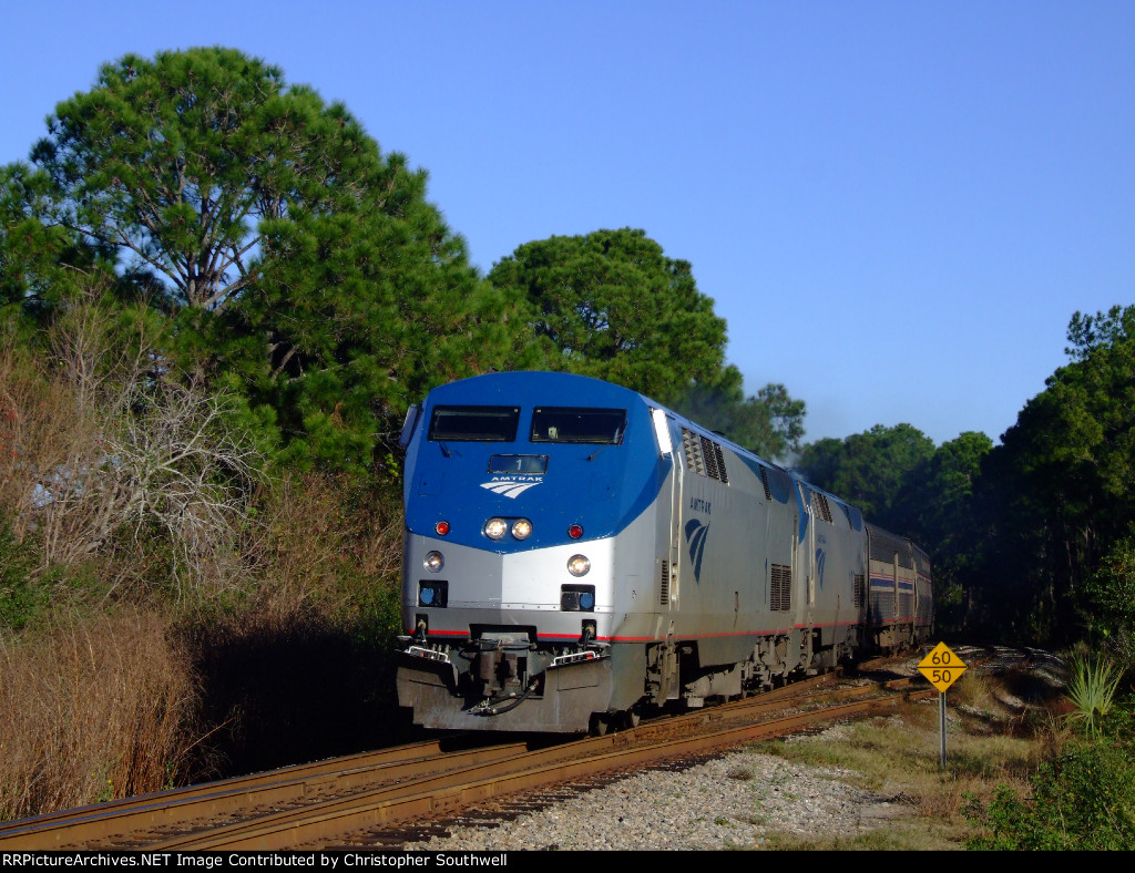 AMTK 1 leads an on time train 91 south