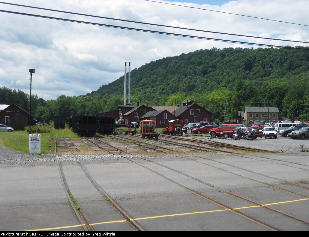THe EBT shop complex seen from the passing train