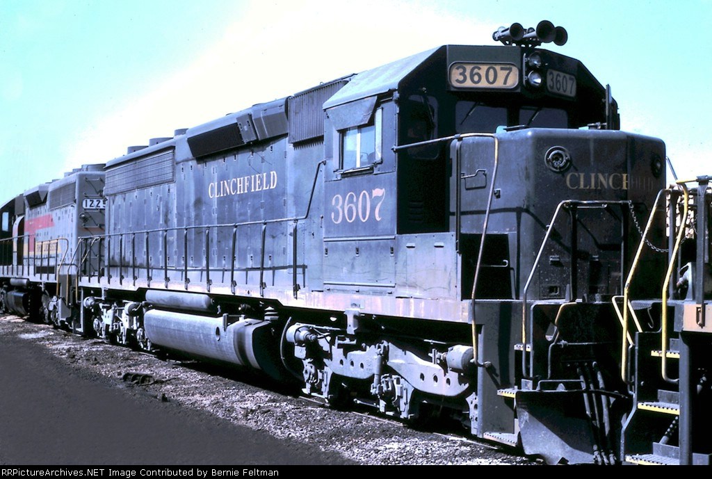 Clinchfield Railroad SD45-2 #3607, in the Tilford Yard engine terminal,