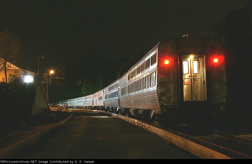 The rear of Amtrak train #19 in the construction zone at Kemper Street ...