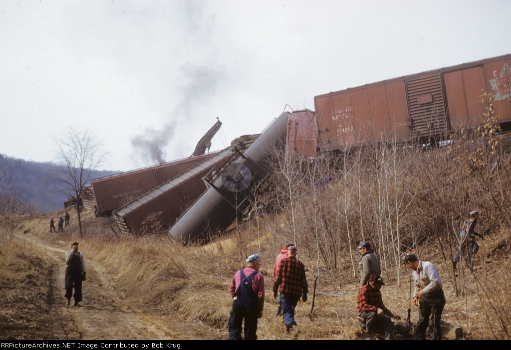 Wreck of freight train on the PRR Low Grade secondary in New Bethlehem, PA