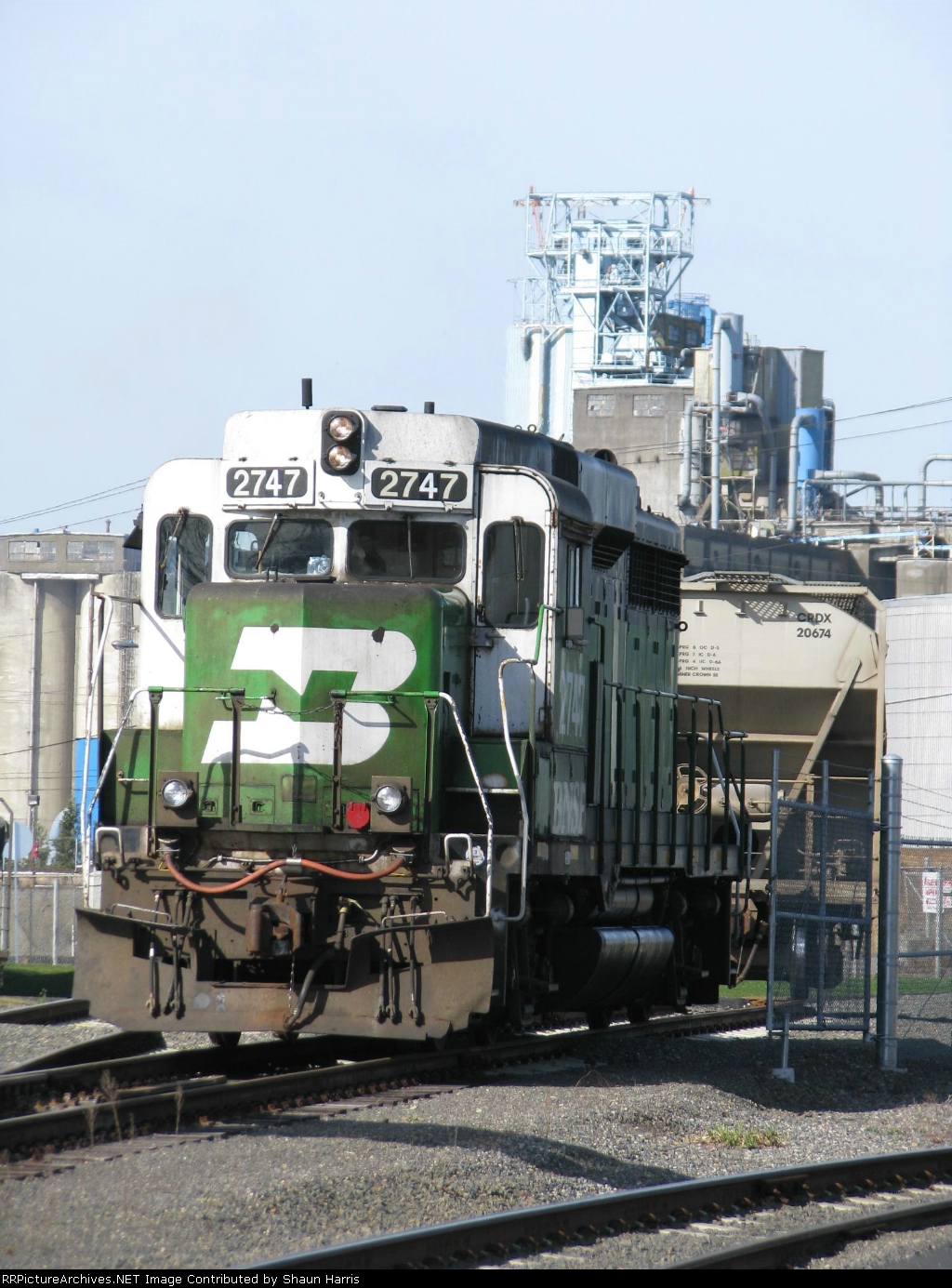 BNSF2747 GP39E at cement transpher center.