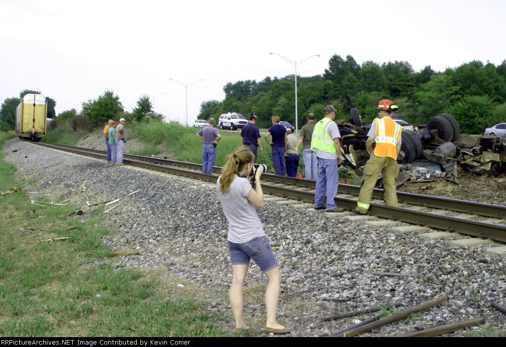 CSX Q210 north hit this truck at MP 112.2 on the Mainline Sub