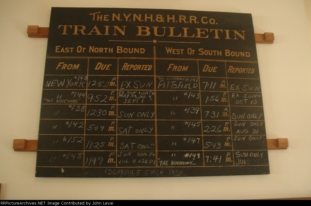 Old NH RR Schedule Board at BSRM