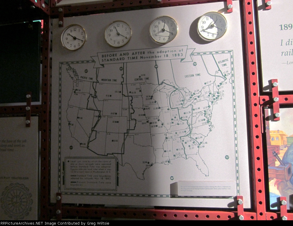 Display and map explaining standard time