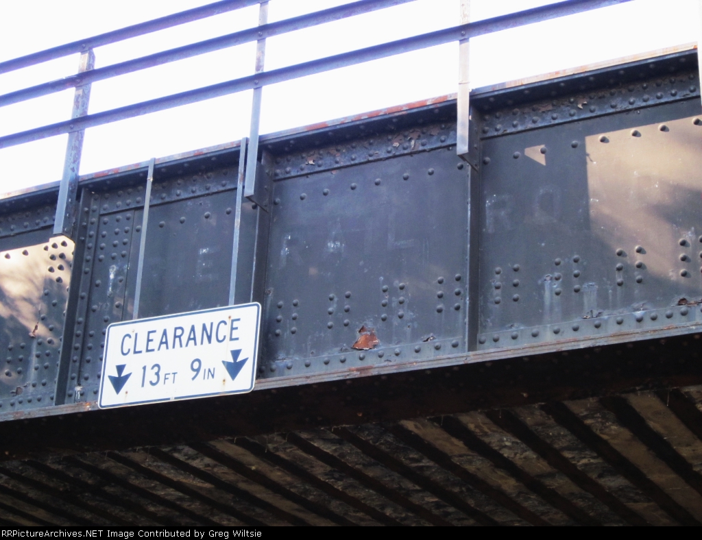 Faded Pittsburgh & Lake Erie Railroad Lettering on Bridge