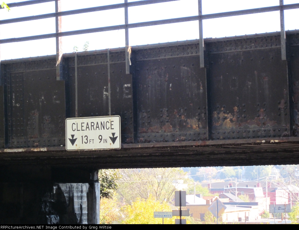 Faded Pittsburgh & Lake Erie Railroad Lettering on Bridge