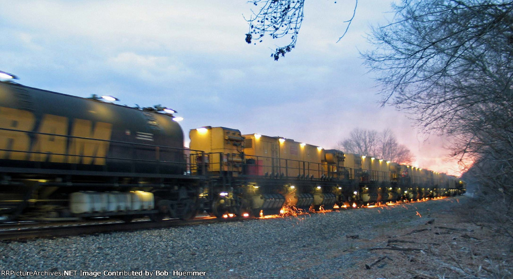 Loram rail grinder in action