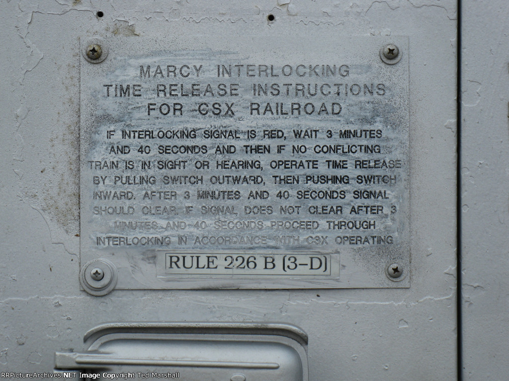 Interlocking Time Release Instructions for CSX Railroad