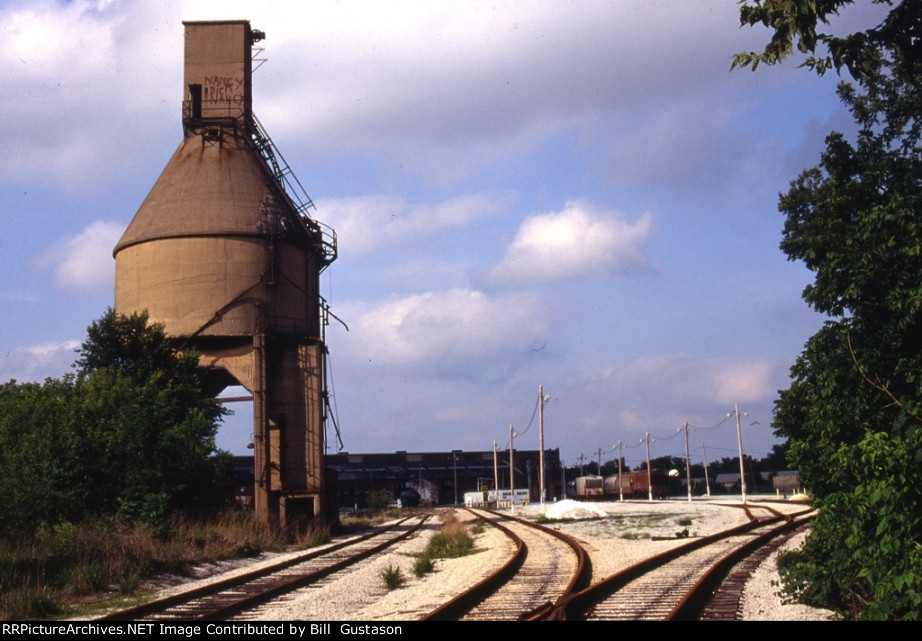 The coaling tower still stands as of 2013