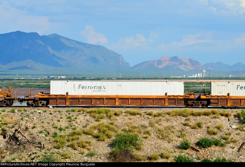DTTZ Stack car "A" with Ferromex container