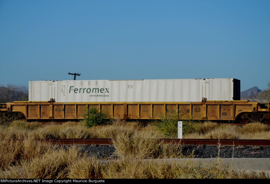 DTTX Stack car with Ferromex container