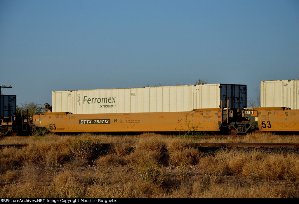 DTTX Stack car "B" with Ferromex containers