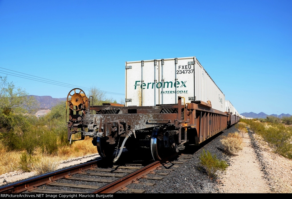 DTTX Stack car with Ferromex container