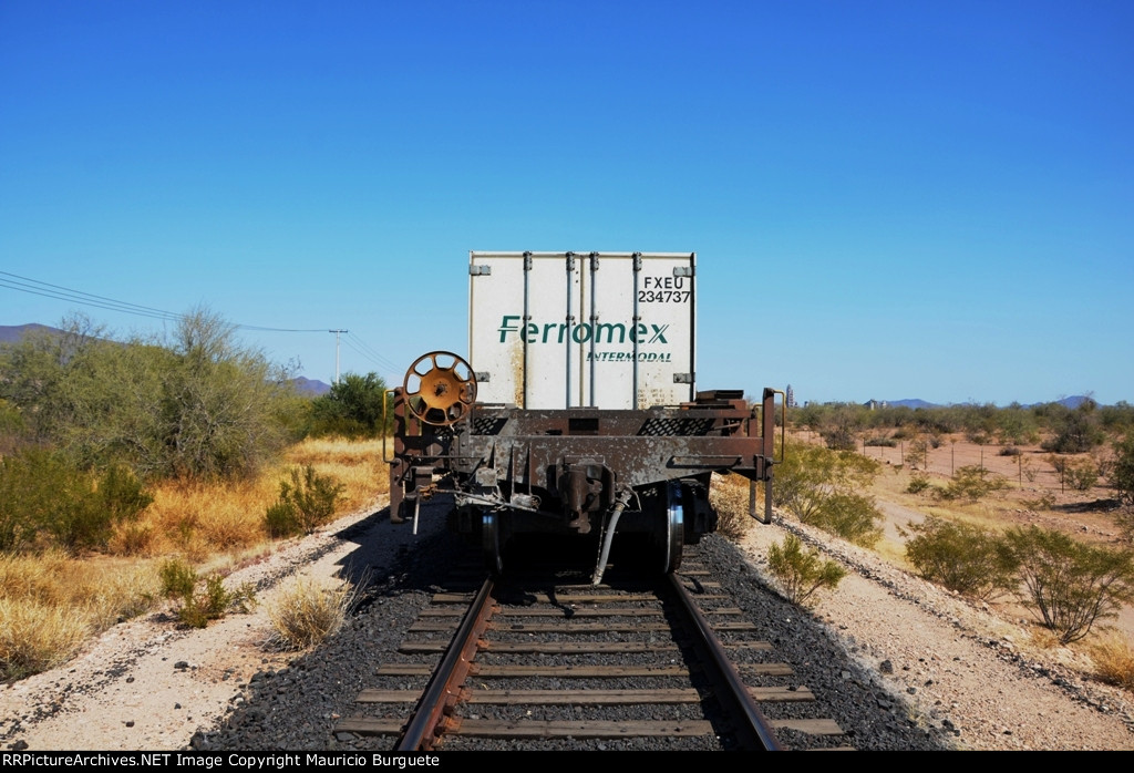 DTTX Stack car with Ferromex container