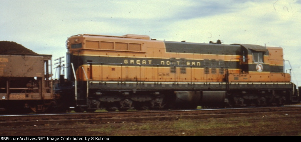 A Great Northern SD9 switching ore cars near Duluth MN in the GN ore ...