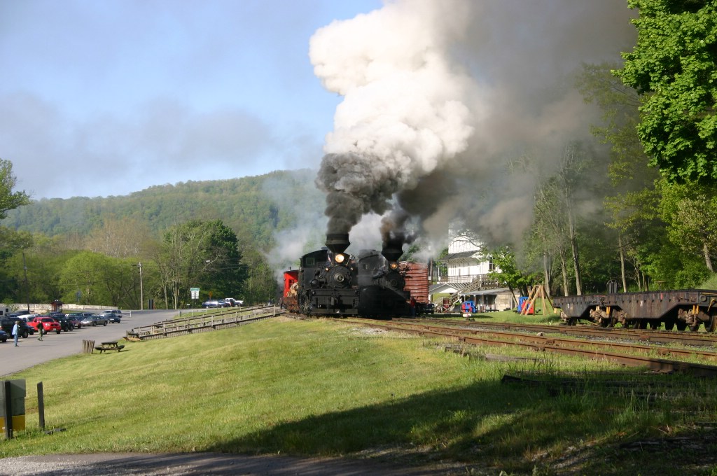 Shay 5 and Heisler 6 during a photo runby