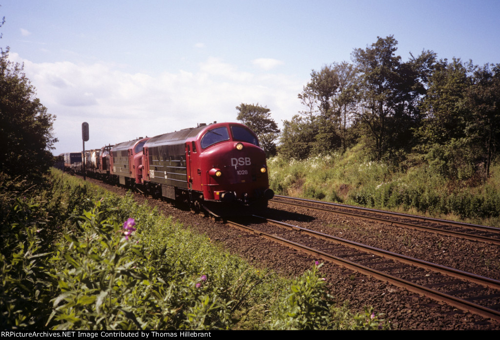 DSB MX 1028 Leading Eastbound Freight
