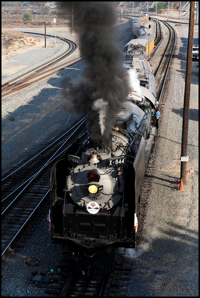 UP 844 blowing smoke