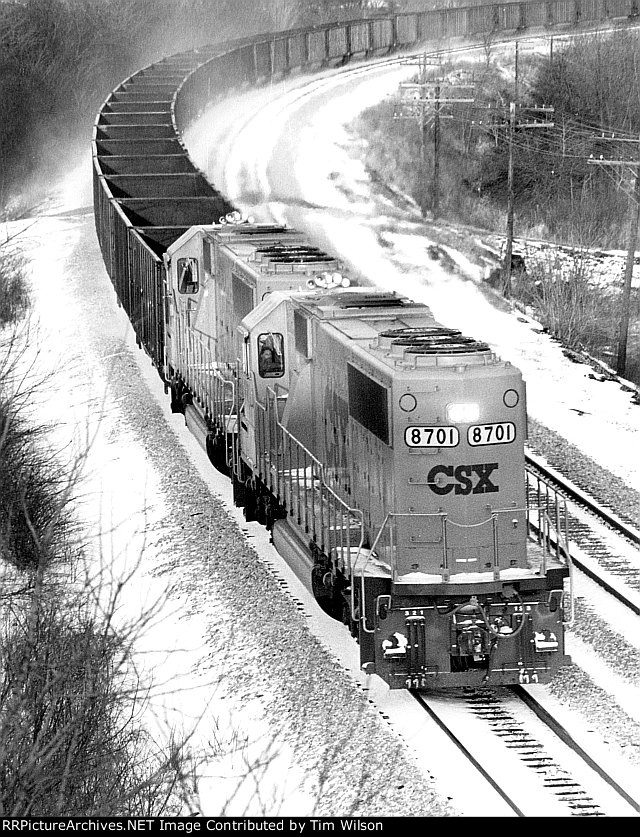 CSX #8701 running long hood forward near Rocket Center WV