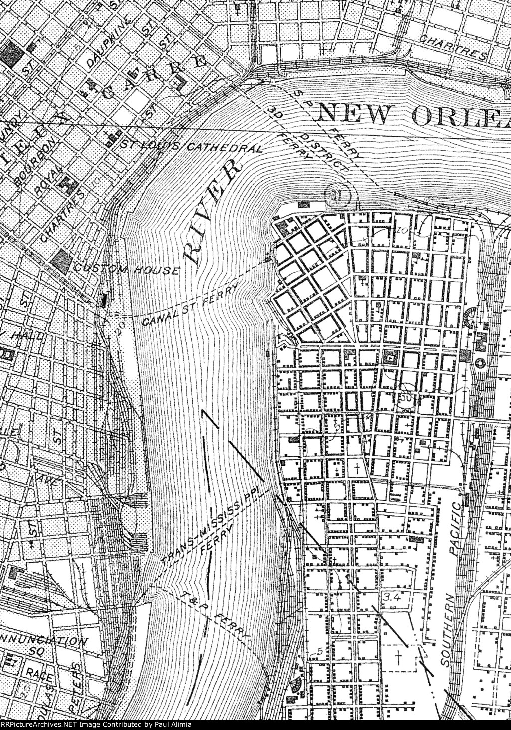1939 New Orleans Map ferries