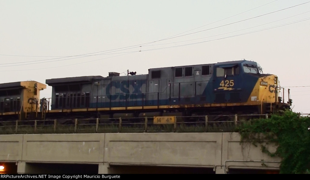 CSX AC44 loco over the bridge