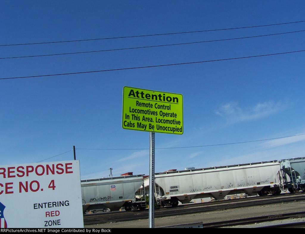 Remote Control Locomotives warning sign