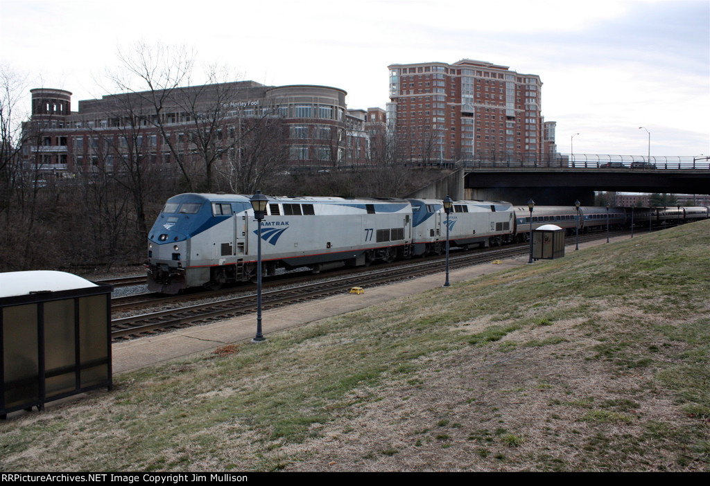AMTK 77 & 92 powering train 92 northbound