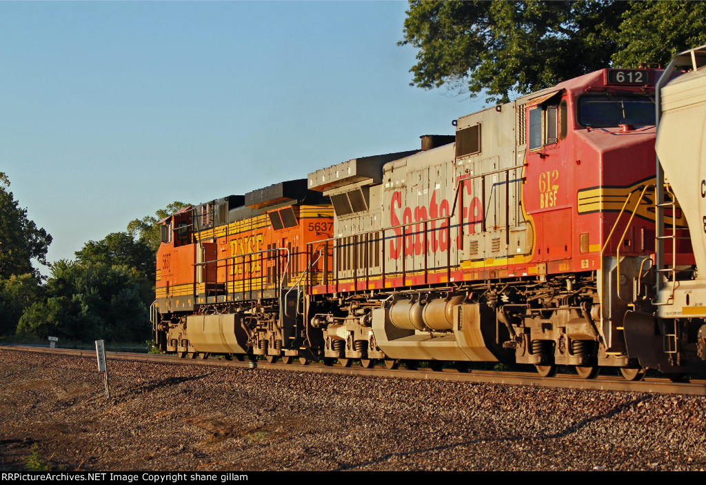 BNSF 612 2nd unit out on a Sb freight train.