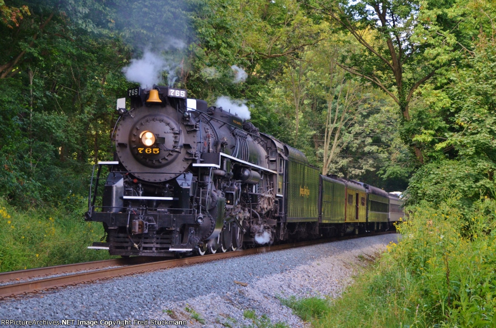 NKP 765 enjoys the scenery as 6771 does the work.