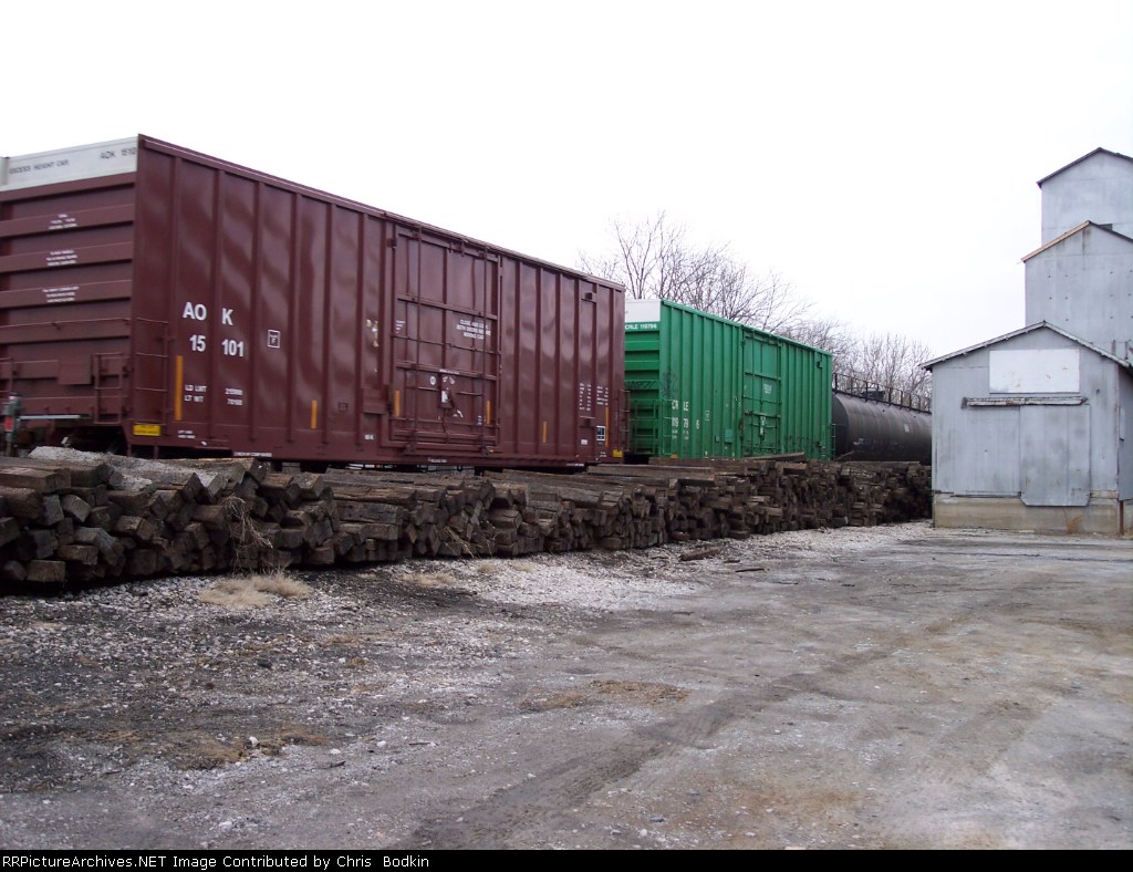 Two boxcars on the tail end