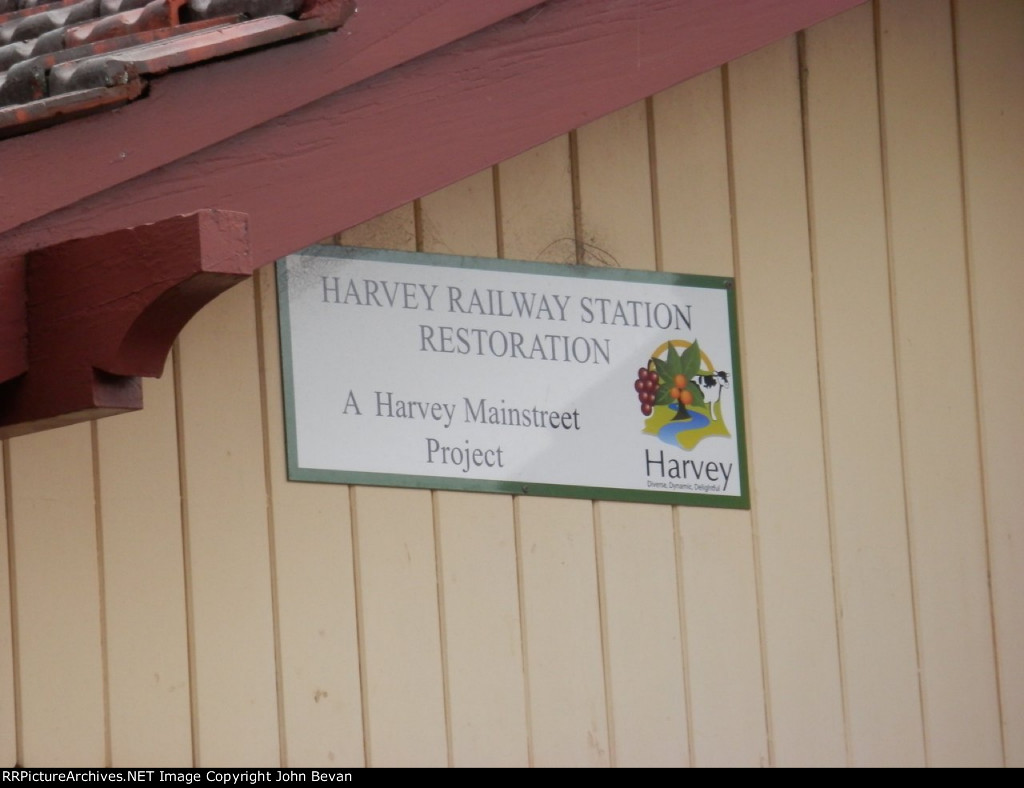 Harvey Railway Station Restoration sign