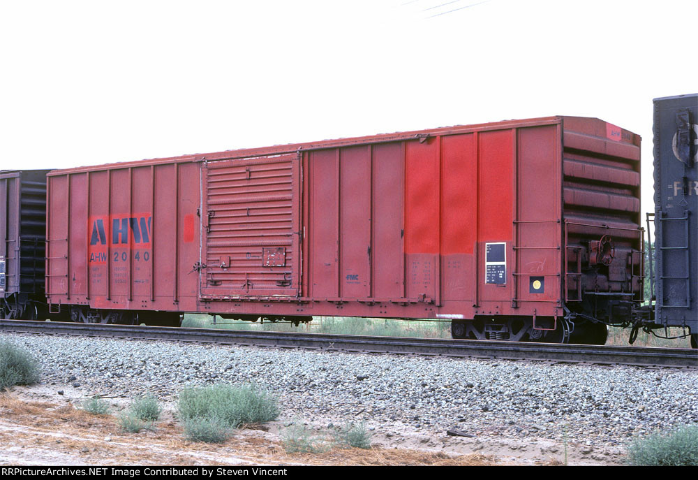 Algers , Winslow & Western Rly Co ex HS box AHW #2040 at Alcant (SP).