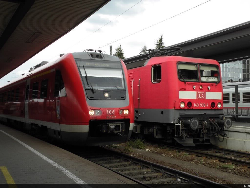 DB Class 612 DMU and a Class 143 Electric.