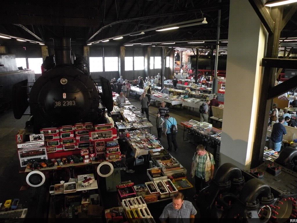 Inside the roundhouse of the German Steam Locomotive Museum.