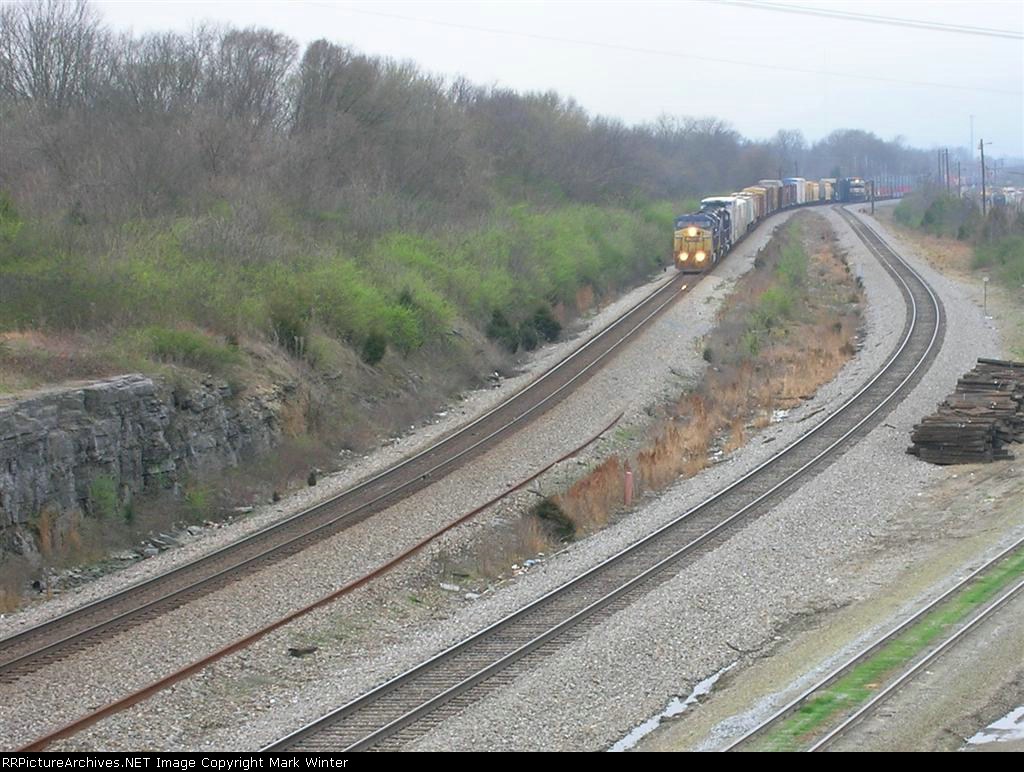 CSX mainline is on the left; NS mainline is on right - with train holding,