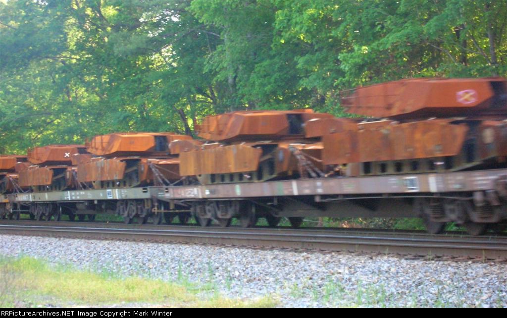 Army tank frames on DODX flats NB