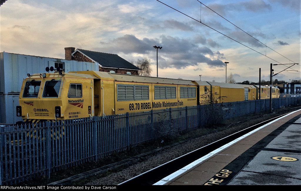 DR97805 at one end of 69.70 Robel Mobile Maintenance Train