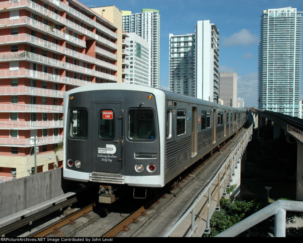 Southbound Metrorail Train at Brickell Station