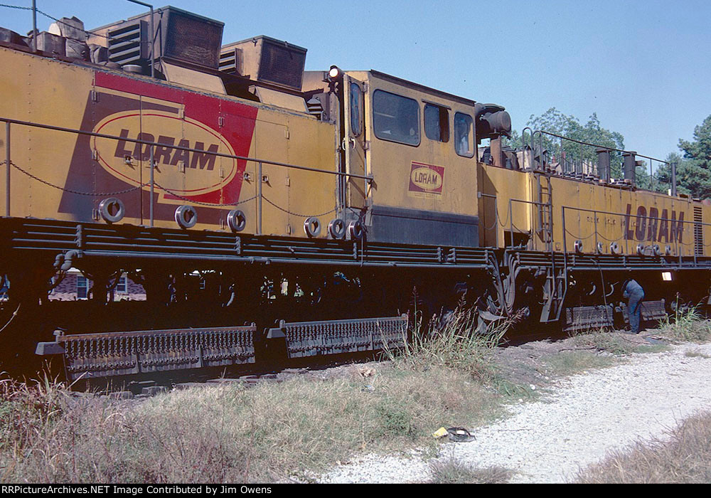 A LORAM rail grinding train parked for the night.