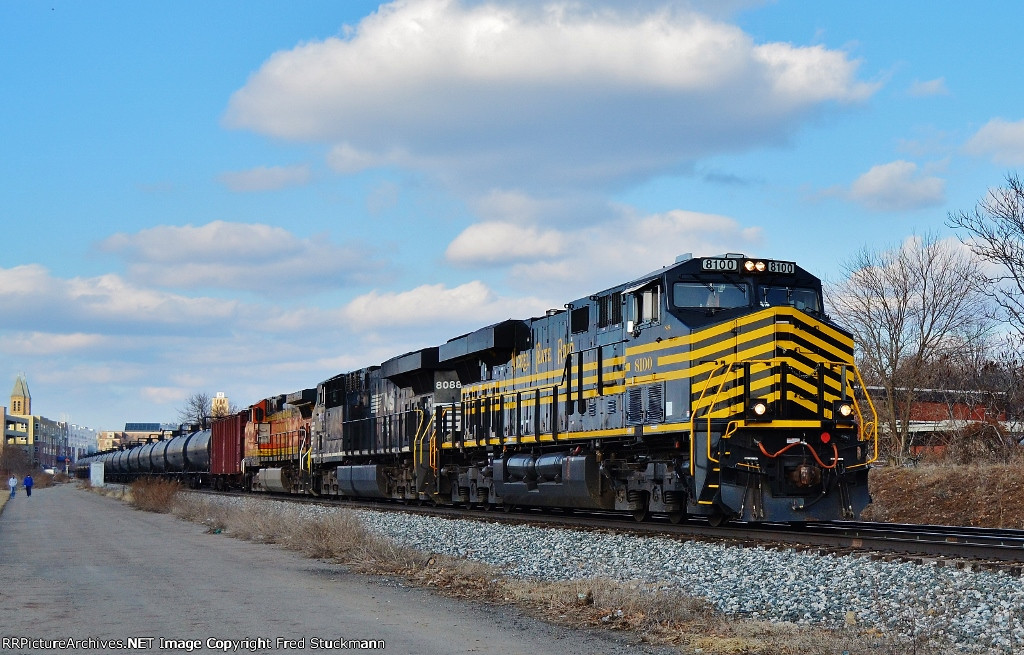 NS 8100 leads on CSX New Castle Sub.