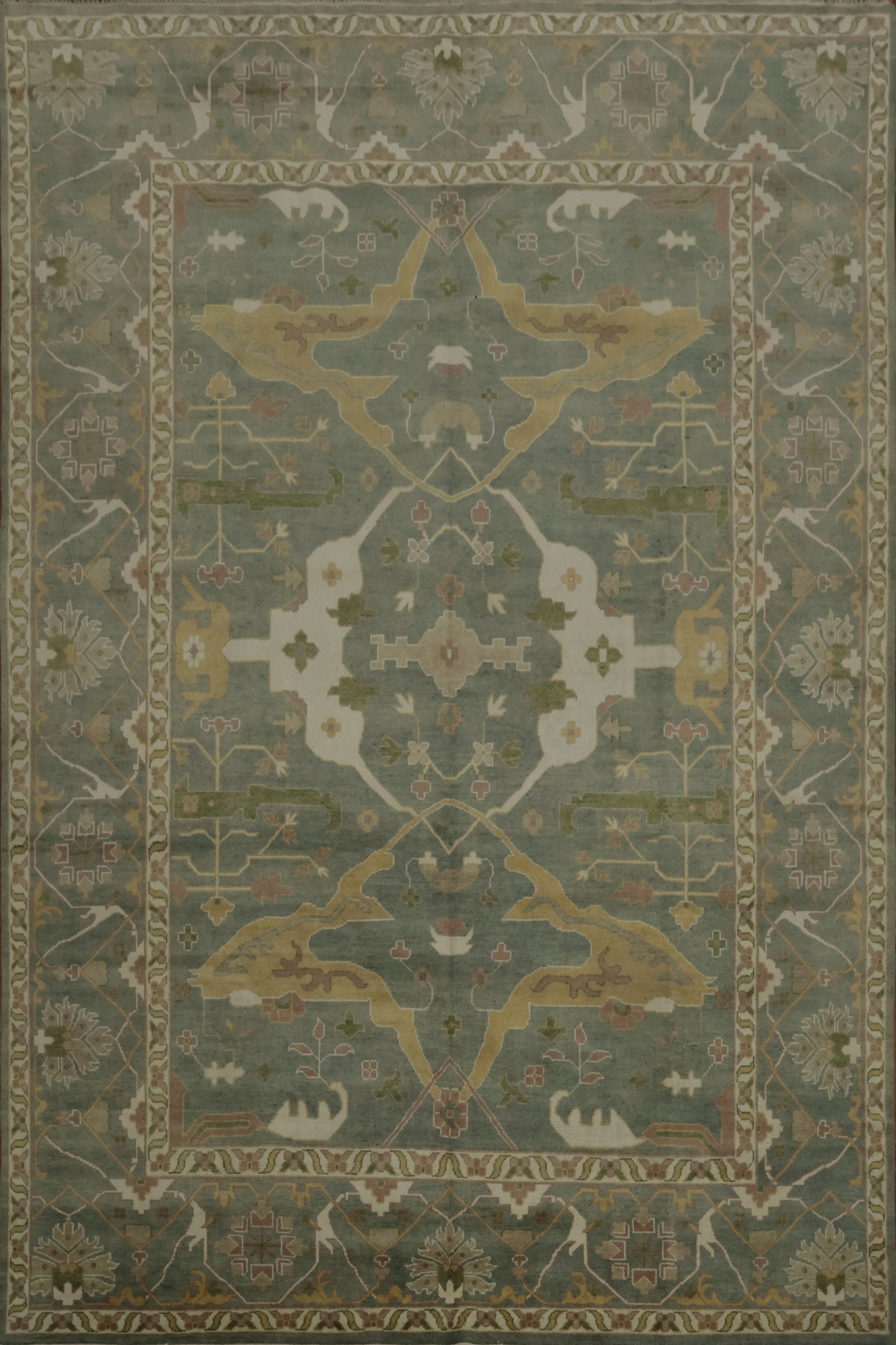 Green Oushak Indian Handmade Rug Palace Size All-Over Oriental Carpet ...