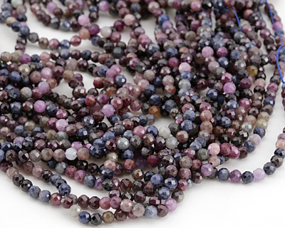 Multi Stone (Ruby & Sapphire) Faceted Round 4mm - Lima Beads