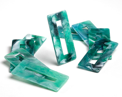Zola Elements Emerald Marbled Acetate Rectangle Donut 22x49mm - Lima Beads