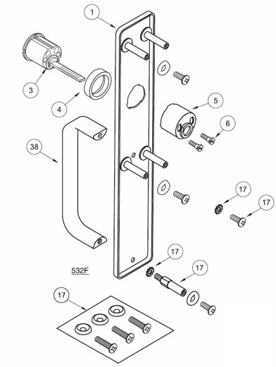 Yale 632F Escutcheon and Pull with Less Cylinder